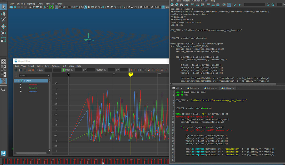 [MAYA] Pythonでキーフレームの値が入っているCSVファイルを読み込み、アニメーションカーブにセットする方法 | liquidjumper